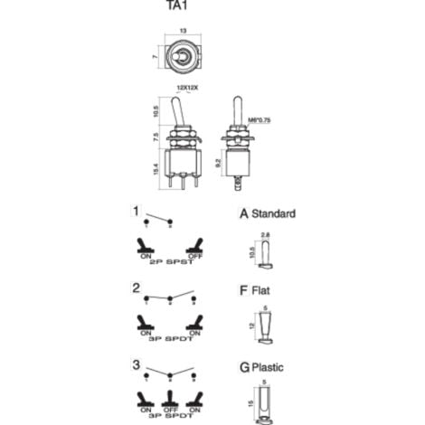 TRU COMPONENTS 1587773 TC-TA101A1 Kippschalter 250 V/AC 3 A 1 x Aus/Ein ...