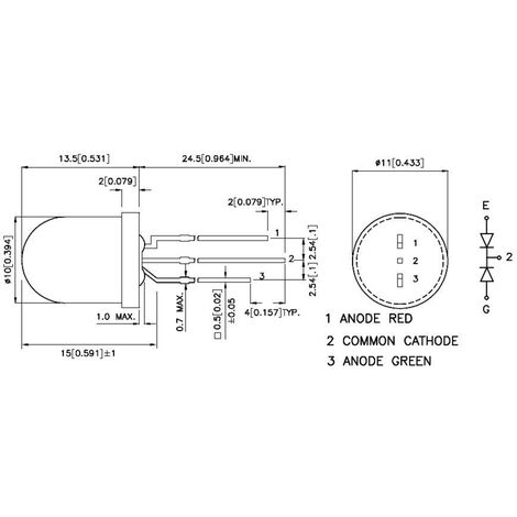 Kingbright L-819EGW LED mehrfarbig Rot, Grün Rund 10 mm 80 mcd, 50 mcd ...