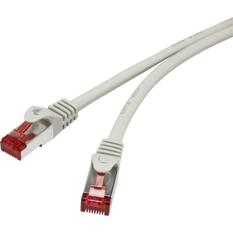 Renkforce RF-4724292 RJ45 Netzwerkkabel, Patchkabel CAT 6 S/FTP 0.15 m Grau mit Rastnasenschutz, ver