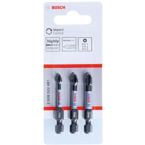 Bosch Accessories 2608522491 Kreuzschlitz-Bit 3teilig Kreuzschlitz Phillips