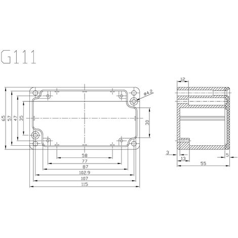Gainta G111 Universal-Gehäuse 115 x 65 x 55 Aluminium Aluminium legiert ...