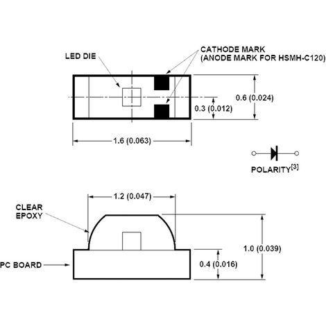 Broadcom HSMC-C120 SMD-LED 0603 Rot 90 mcd 155 ° 20 mA 1.9 V Tape cut