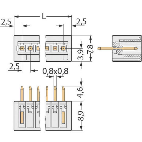 WAGO Stiftgehäuse-Kabel 733 Polzahl Gesamt 2 Rastermaß: 2.50 mm 733-332 1 St.