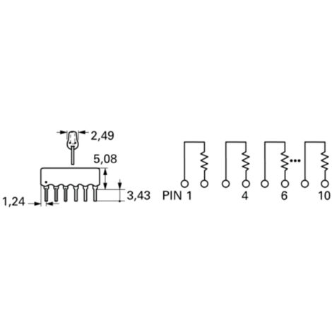Bourns 4610X-102-472LF Widerstandsnetzwerk 4.7 kΩ THT SIP-10 0.3 W 1 St.