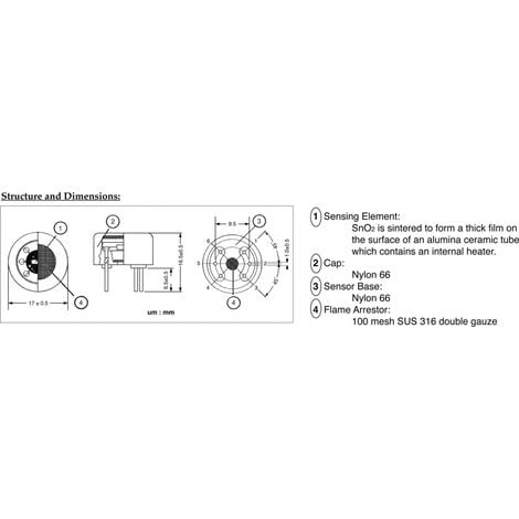 Figaro Gas-Sensor TGS-822 (Ø x H) 17 mm x 10 mm