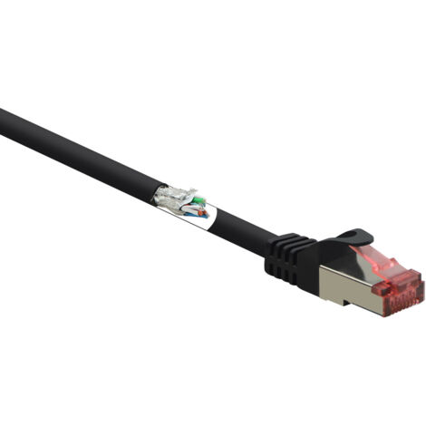 Renkforce RF-5469256 RJ45 Netzwerkkabel, Patchkabel CAT 6 S/FTP 2.00 m Schwarz mit Rastnasenschutz,
