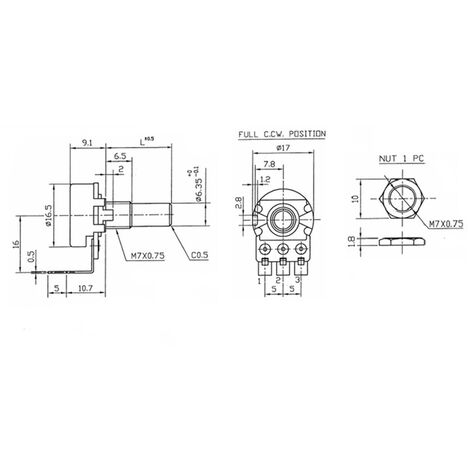 Alpha RV16AF-41-15R1-A250K RV16AF41A250KM Dreh-Potentiometer Mono 50 mW ...