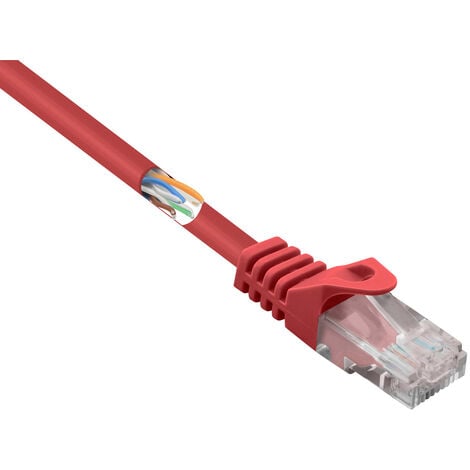 Basetech BT-2272248 RJ45 Netzwerkkabel, Patchkabel CAT 5e U/UTP 1.00 m Rot mit Rastnasenschutz 1 St.