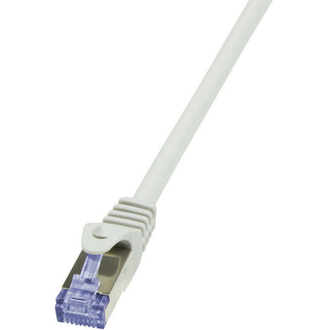 LogiLink CQ3092S RJ45 Netzwerkkabel, Patchkabel CAT 6a S/FTP 10.00 m Grau Flammwidrig, mit Rastnasen