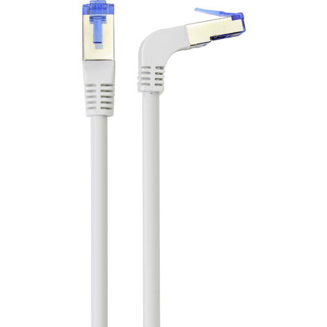 Renkforce RF-4892538 RJ45 Netzwerkkabel, Patchkabel CAT 6a S/FTP 10.00 m Grau 90° nach unten gewinke
