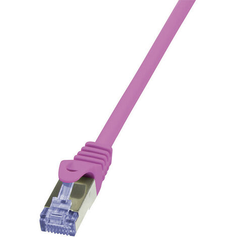 LogiLink CQ3049S RJ45 Netzwerkkabel, Patchkabel CAT 6a S/FTP 1.50 m Pink Flammwidrig, mit Rastnasens