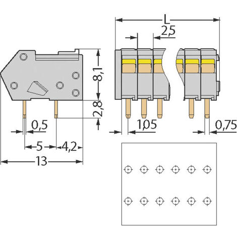 WAGO 218-104 Federkraftklemmblock 0.50 mm² Polzahl 4 Grau 1 St.