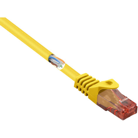 Renkforce RJ45 Netzwerkkabel, Patchkabel CAT 6 U/UTP 0.50 m Gelb mit Rastnasenschutz, Halogenfrei 1
