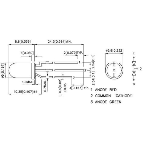 Kingbright L-59GYW LED mehrfarbig Grün, Gelb Rund 5 mm 50 mcd, 40 mcd ...