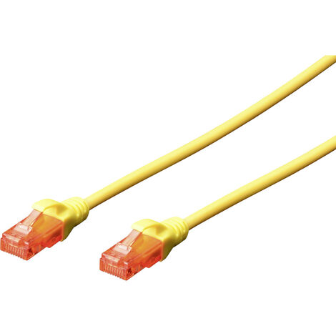 Digitus DK-1617-0025/Y RJ45 Netzwerkkabel, Patchkabel CAT 6 U/UTP 0.25 m Gelb Flammwidrig, Halogenfr