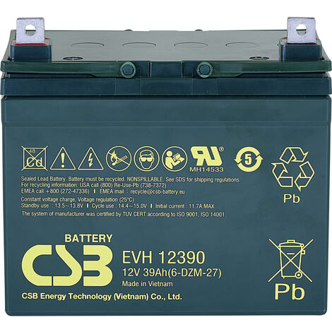 CSB Battery EVH 12390 EVH12390 Bleiakku 12 V 39 Ah Blei-Vlies (AGM) (B ...