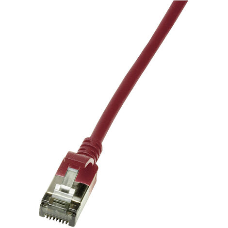 LogiLink CQ9054S RJ45 Netzwerkkabel, Patchkabel CAT 6a U/FTP 2.00 m Rot extrem dünn, Flammwidrig, Fl