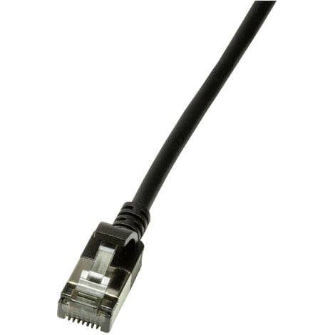 LogiLink CQ9033S RJ45 Netzwerkkabel, Patchkabel CAT 6a U/FTP 1.00 m Schwarz extrem dünn, Flammwidrig