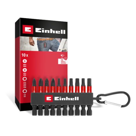 Einhell Karabiner Impact Bit Set 10tlg 118633 Bit-Set 1/4" (6.3 mm), PH, PZ, TORX, Sechskant