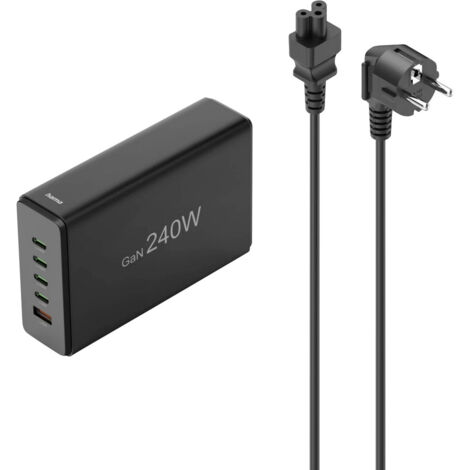 Hama USB-Ladestation 5 Ports, GaN, Schnellladegerät, 4xUSB-C, 1xUSB-A ...