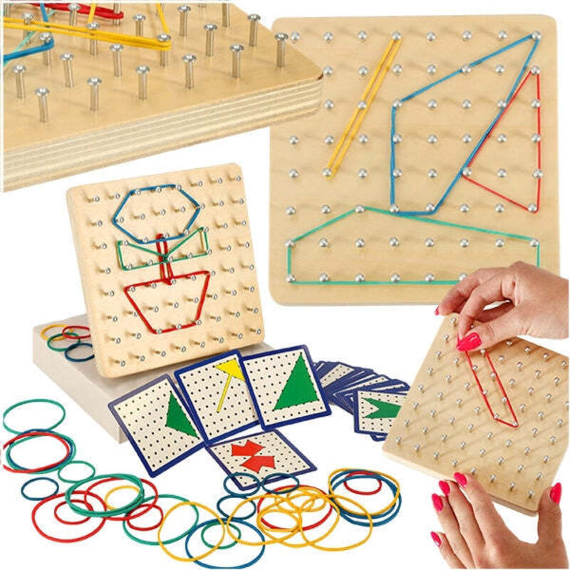 Geoboard geoplan holzpuzzle zum erstellen von formen mit gummibandern