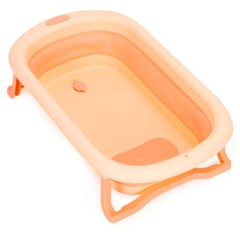 Kinderbadewanne, faltbare Touristenbadewanne mit Ablauf, rosa