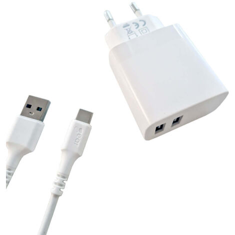 Gear ladegerat 220v 2xusb a 34a weies usb c 20 kabel 1m