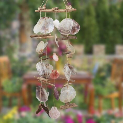 Windspiel aus treibholz mit muscheln 8