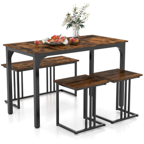 Esstisch mit bank amp 2 hockern 4er set kuchentisch industrielle ...