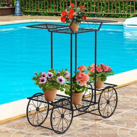 Blumenstander Schwarz Metall