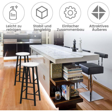 2er set barhocker mit marmor optik fustutze 71 cm sitzhohe barstuhle tresenhocker wei