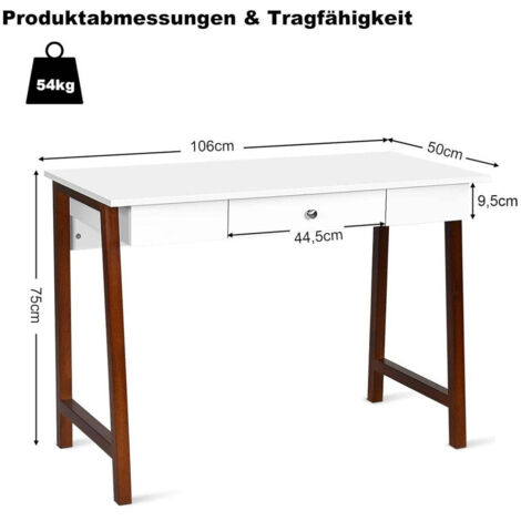 Schreibtisch mit schublade computertisch kautschuk tischbeine ...