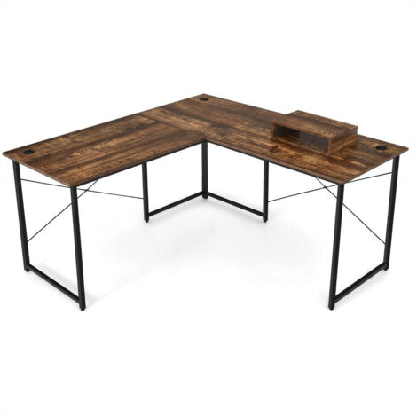 L formiger computertisch mit monitorstander wendbarer eckschreibtisch ...