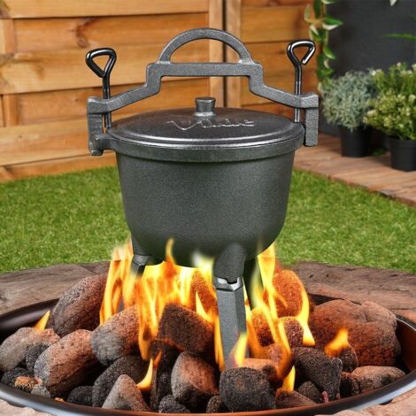 Cast iron pot with lid - 4l for open fire