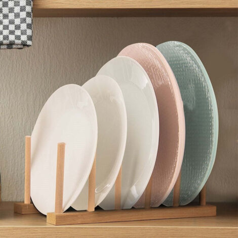 Plate organizer in natural wood for 8 plates 88