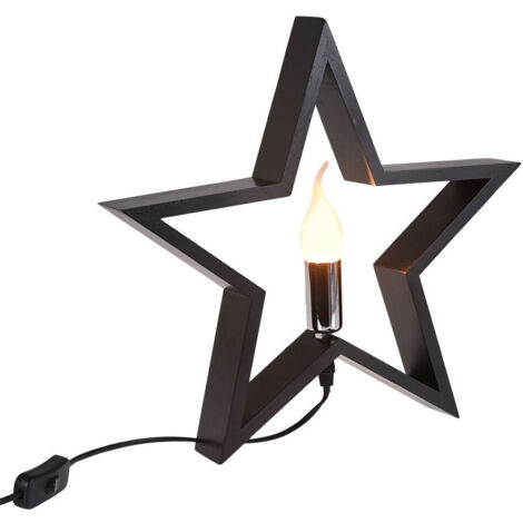 Star shaped table lamp in black wood for home and office 88325348 ...