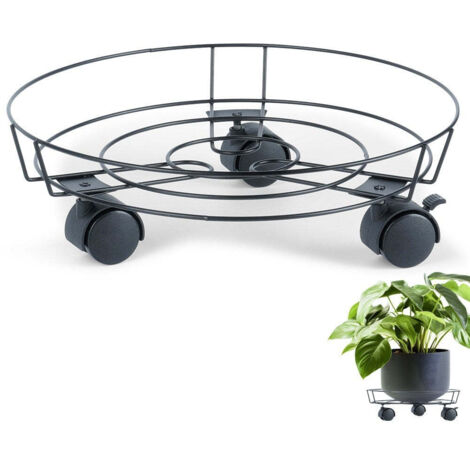 Practical and robust flower pot on wheels with wheel locking