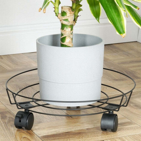 Practical and robust flower pot on wheels with wheel locking