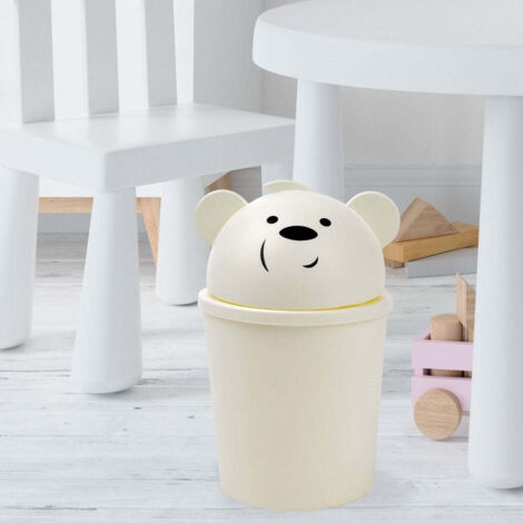 Small dustbin with removable lid in a cute bear shape