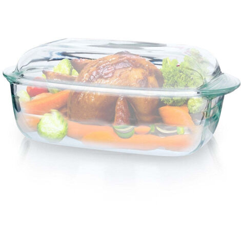 Rectangular oven form in durable ovenproof glass