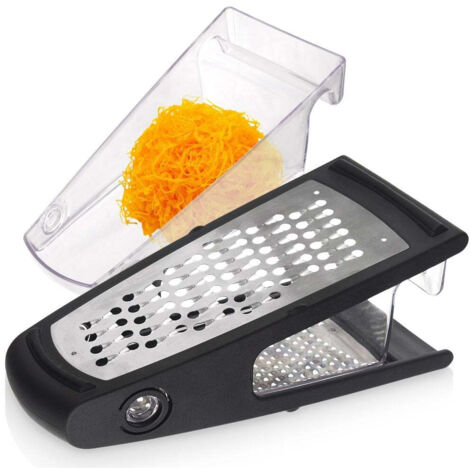Practical kitchen grater with two blades and container in stainless steel