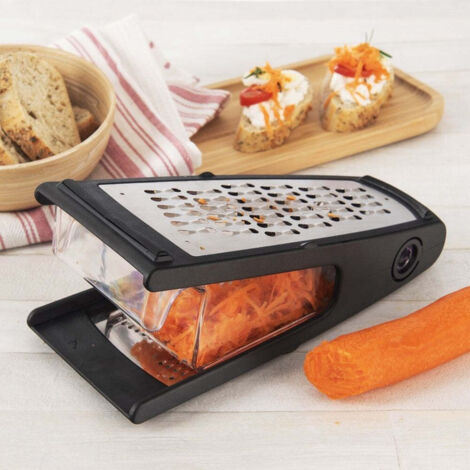 Practical kitchen grater with two blades and container in stainless steel