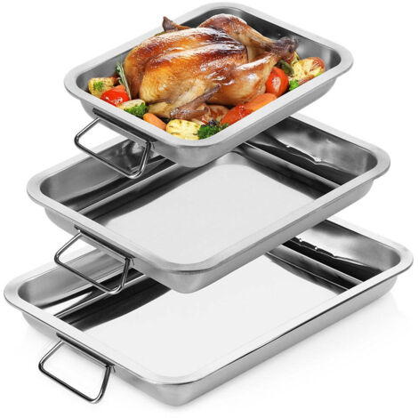 Rectangular steel roasting pan 3 pcs 8
