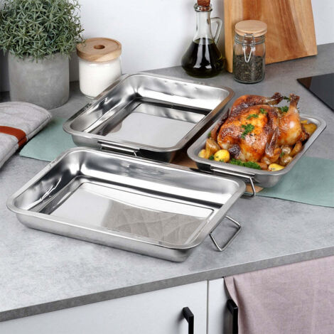 Rectangular steel roasting pan 3 pcs 8