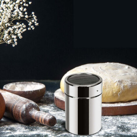 Container with strainer lid for icing sugar cocoa coffee sprinkles