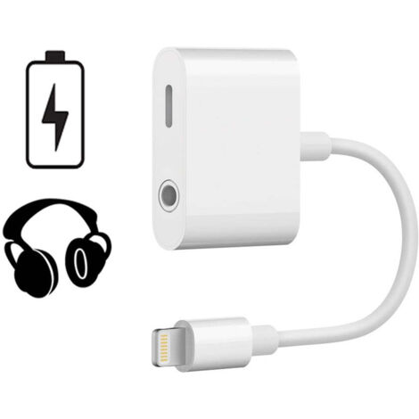 Lightning to 35mm adapter for sound charging 12w 10cm - white