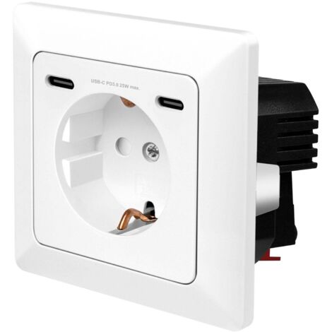 Wall outlet 230v with 2xusb c pd 25w