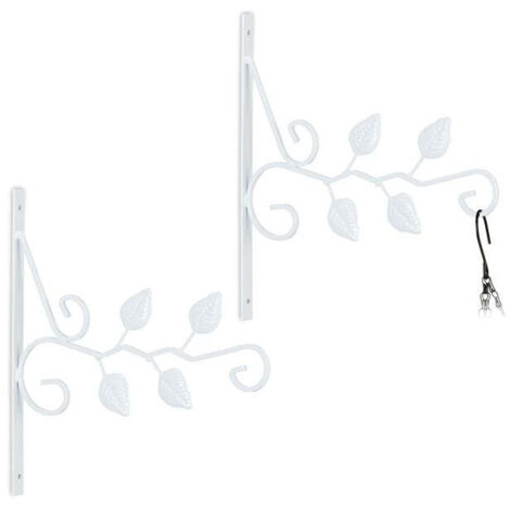 Set of 2 hanging basket brackets leaves