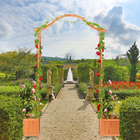 Wooden rose arch with 2 planter boxes