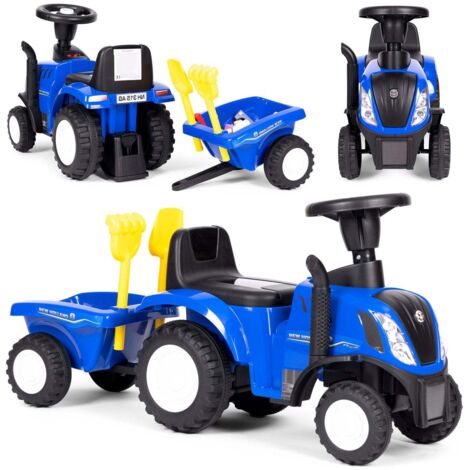 Aufsitztraktor mit anhanger fur kinder interaktives lenkrad gerausche blau